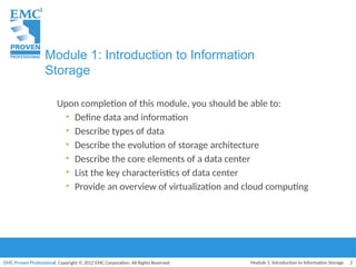 INFORMATION STORAGE MANAGEMENT.pptx UNDER THE TOPIC DISRIBUTED STORAGE TECHNOLOGIES | PPTX