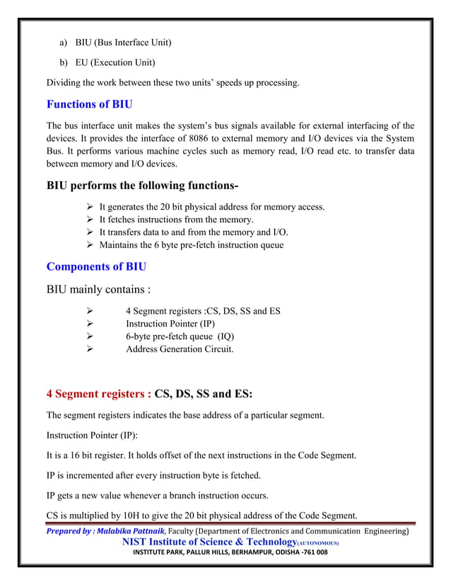 Module1-8086 microprocessor Architecture | DOCX | Programming Languages | Computing