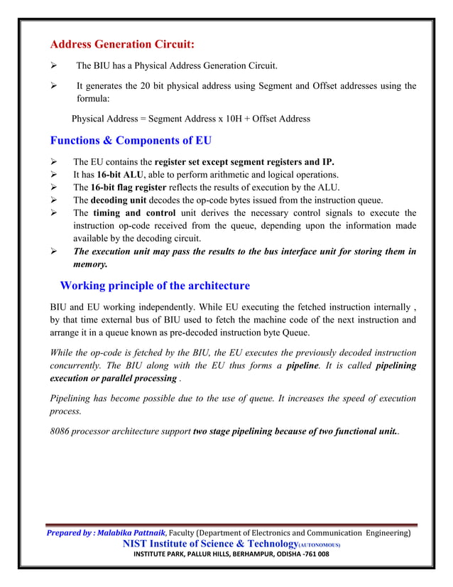 Module1-8086 microprocessor Architecture | DOCX | Programming Languages | Computing