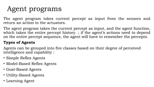 Agents-Artificial Intelligence with different types of agents | PPT