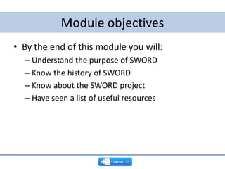 Module 1 - An Introduction To SWORD | PPT