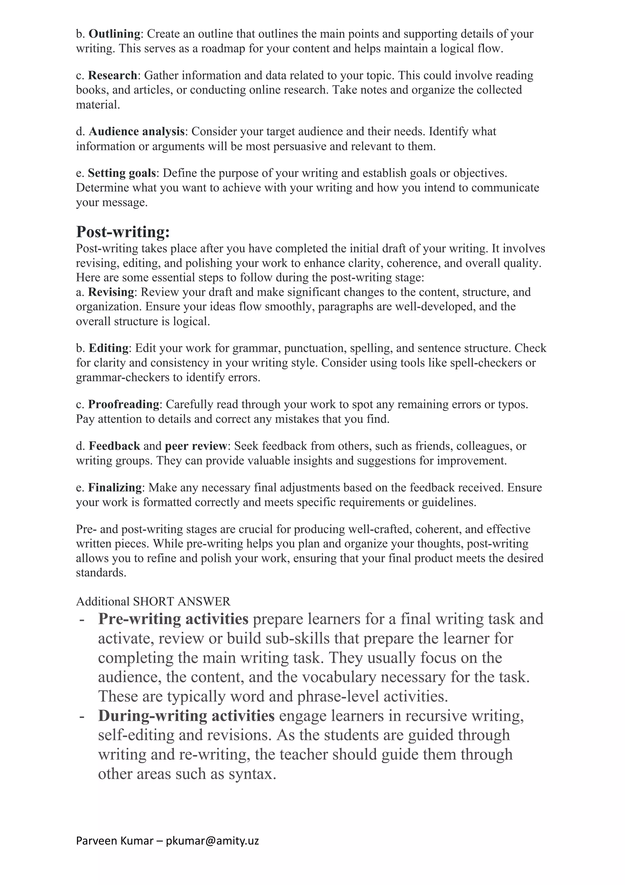 BC 206 - Amity Tashkent - Writing Process & Workplace Communication | PDF