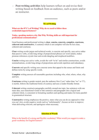 BC 206 - Amity Tashkent - Writing Process & Workplace Communication | PDF