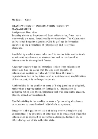 Module 1 - CaseFRAMEWORKS OF INFORMATION SECURITY MANAGEMENT.docx