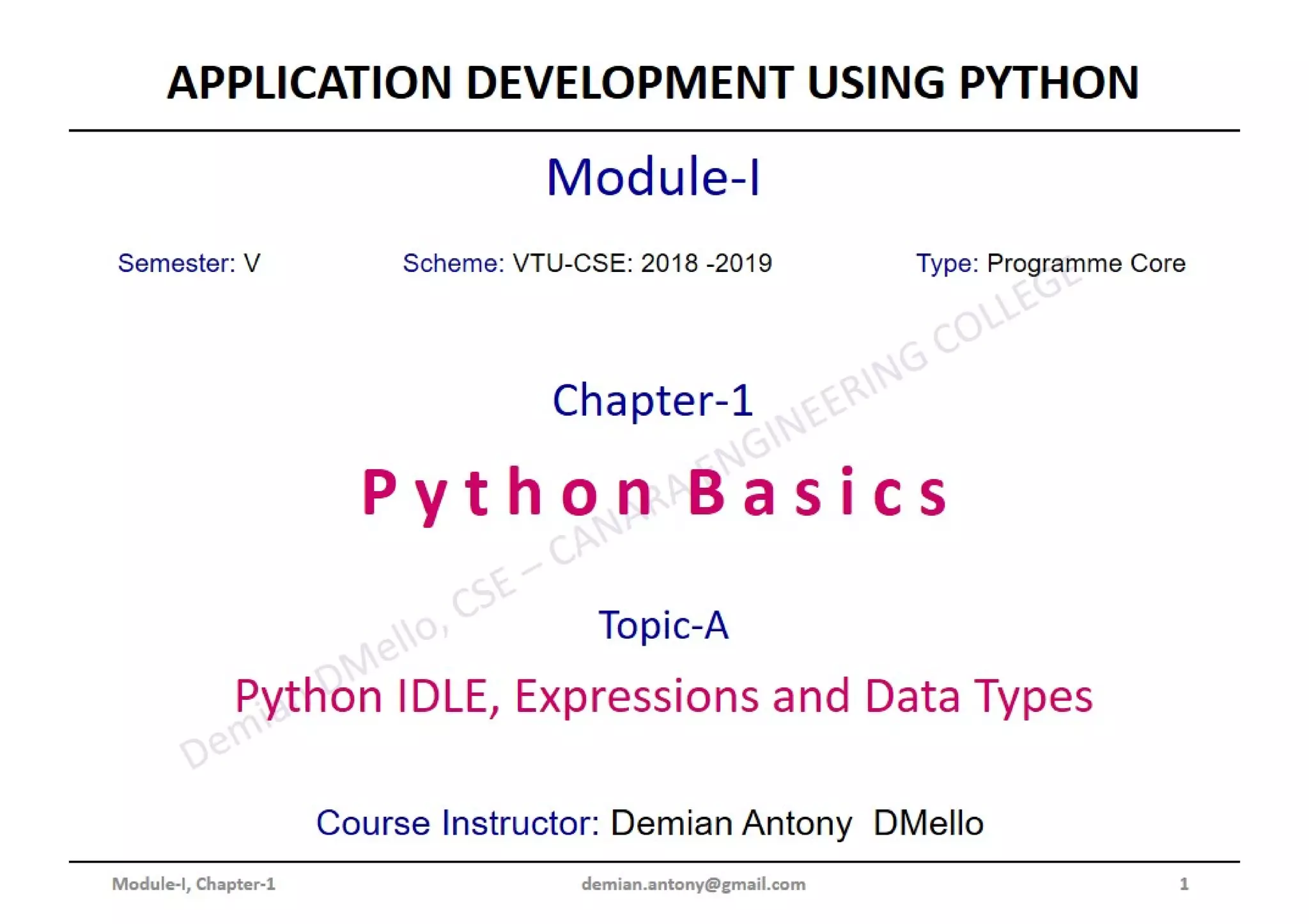Python Programming Adp Vtu Cse 18cs55 Module 1 Chapter 1 Ppt