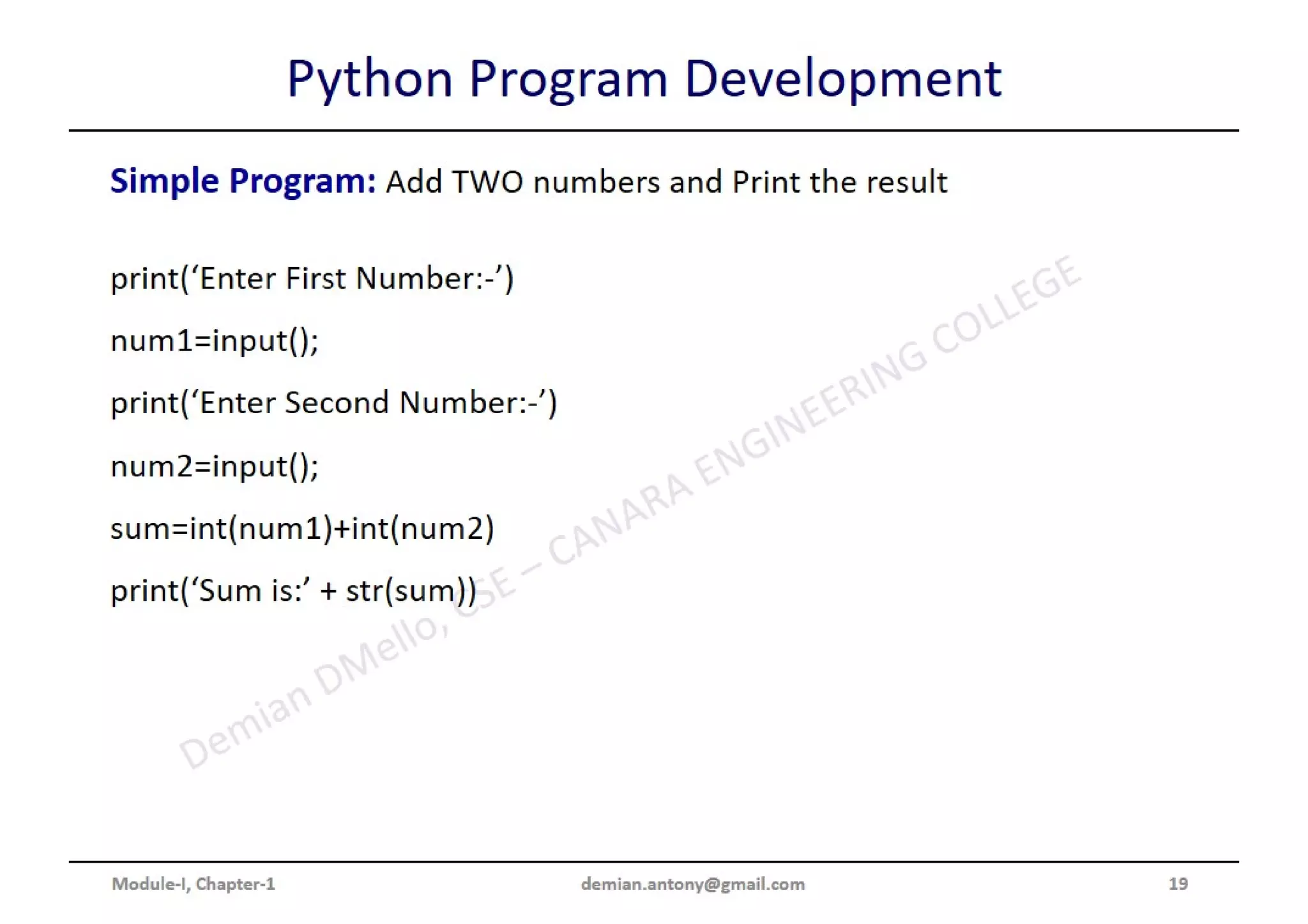 Python Programming ADP VTU CSE 18CS55 Module 1 Chapter 1 | PPT | Free ...