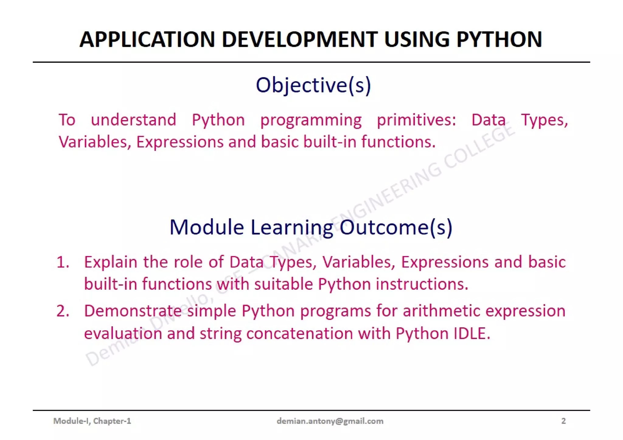 Python Programming ADP VTU CSE 18CS55 Module 1 Chapter 1 | PPT