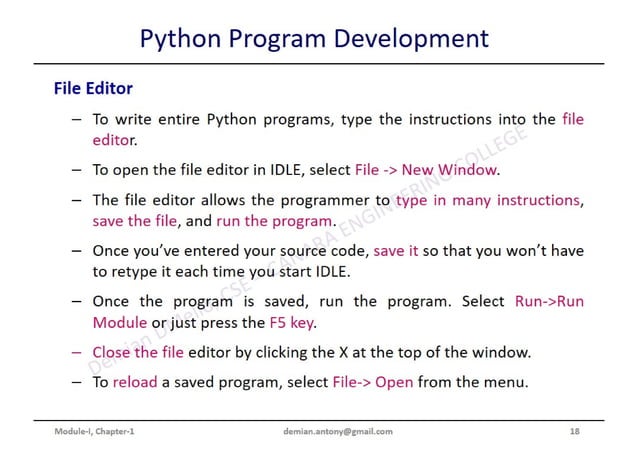 Python Programming Adp Vtu Cse 18cs55 Module 1 Chapter 1 Ppt