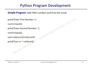 Python Programming ADP VTU CSE 18CS55 Module 1 Chapter 1 | PPT
