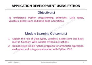 Python Programming ADP VTU CSE 18CS55 Module 1 Chapter 1 | PDF