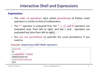 Python Programming ADP VTU CSE 18CS55 Module 1 Chapter 1 | PDF