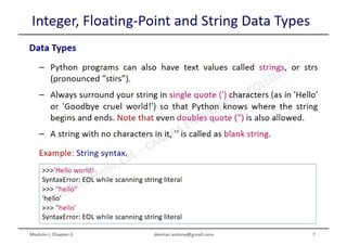 Python Programming ADP VTU CSE 18CS55 Module 1 Chapter 1 | PDF