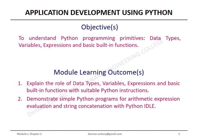Python Programming ADP VTU CSE 18CS55 Module 1 Chapter 1 | PPT Python Programming ADP VTU CSE 18CS55 Module 1 Chapter 1 | PPT