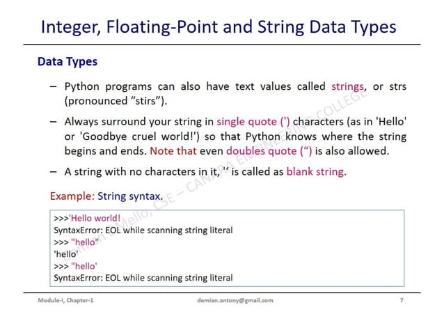 Python Programming Adp Vtu Cse 18cs55 Module 1 Chapter 1 Ppt