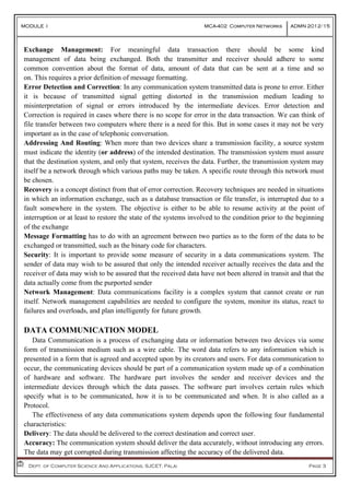 Module 1 computer networks imtroduction,data link layer | PDF