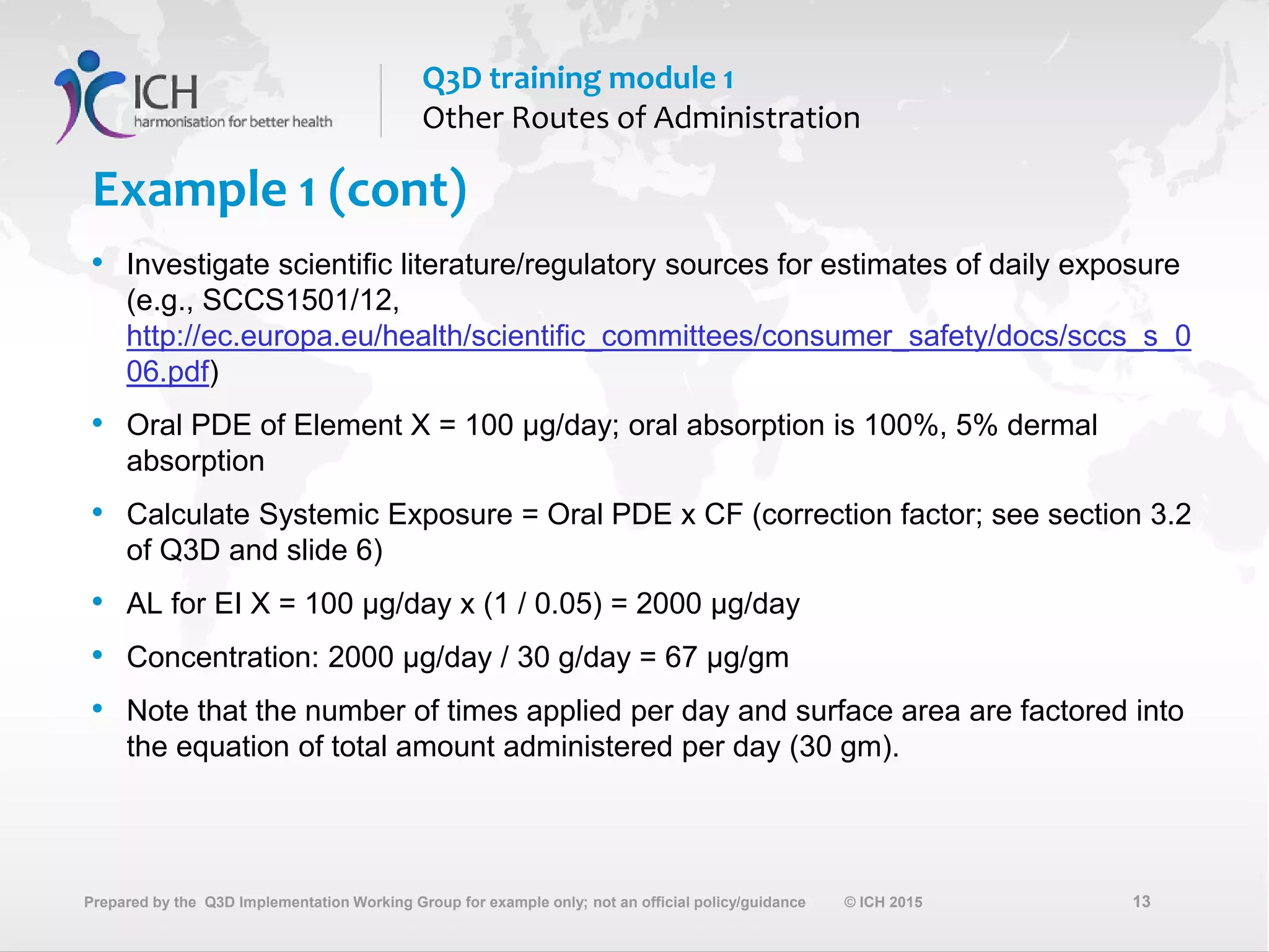 Module 1 developing acceptable levels for other routes of ...