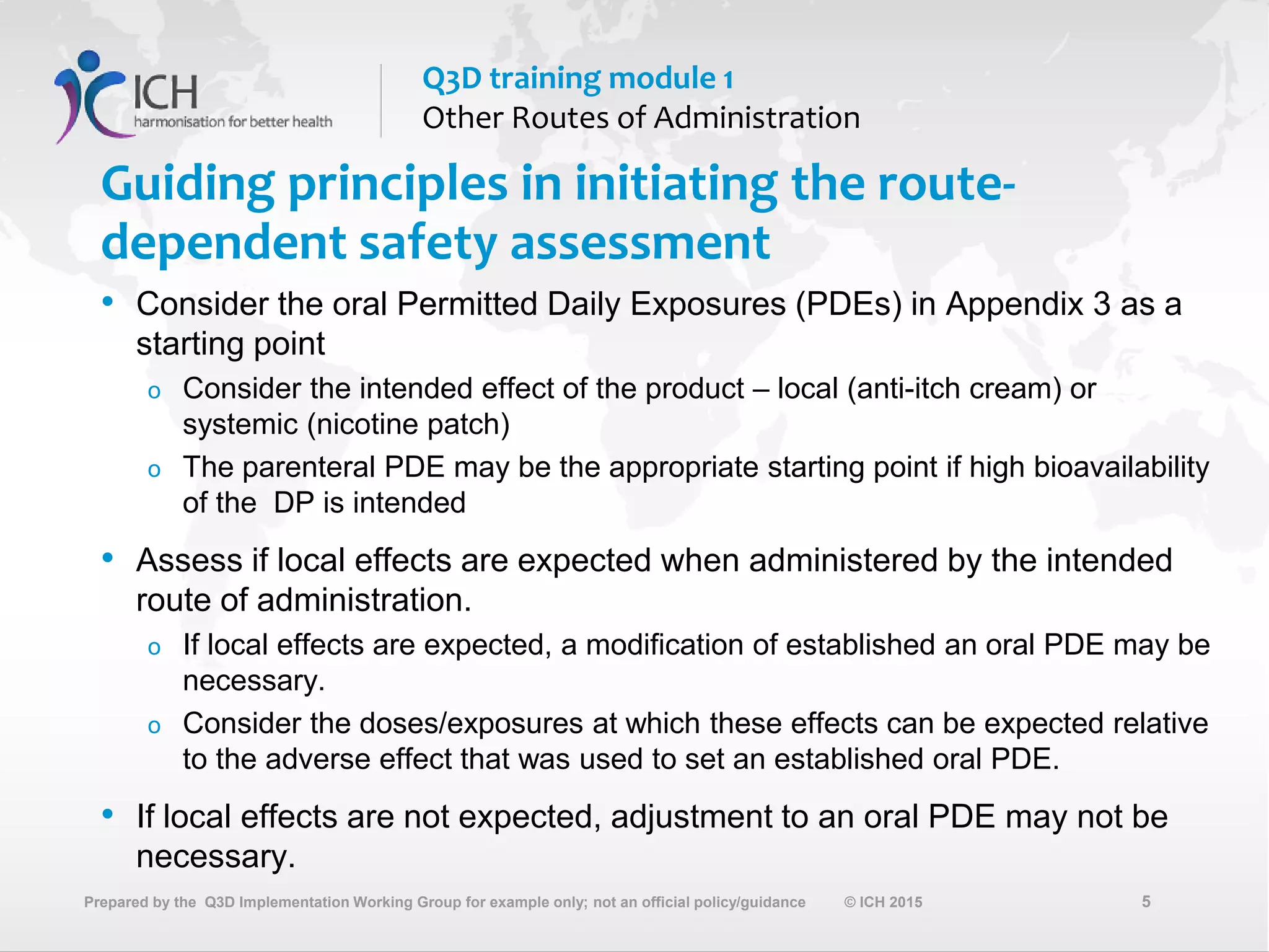 Module 1 developing acceptable levels for other routes of ...
