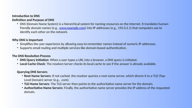 DNS introduction and exercises covering records | PPT