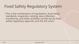Providing Safe Food and the Philippine Food Safety Framework | PPTX