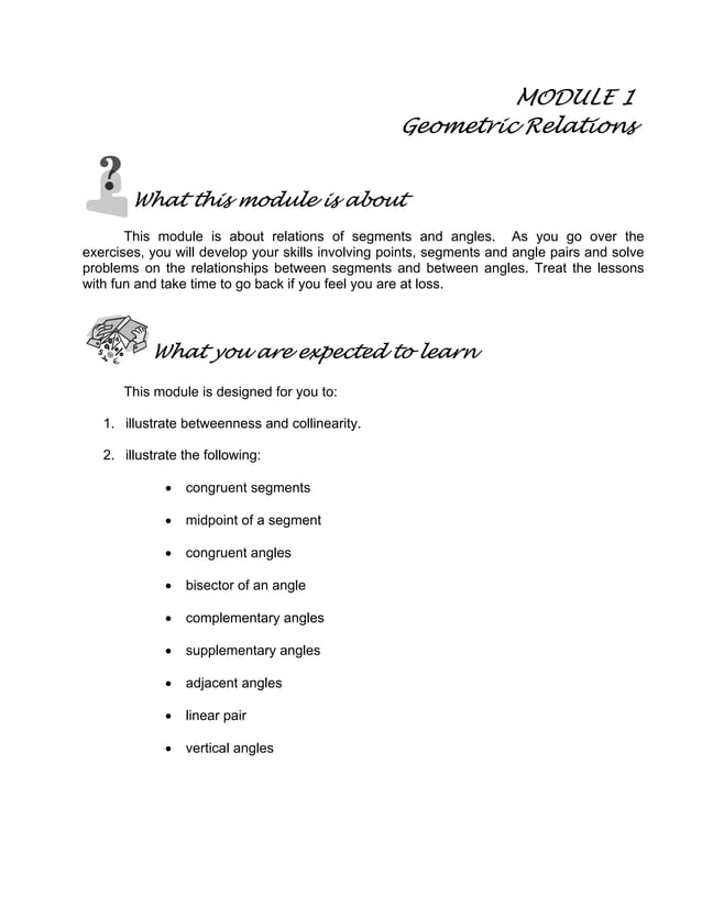 Module 1 geometric relations | PDF