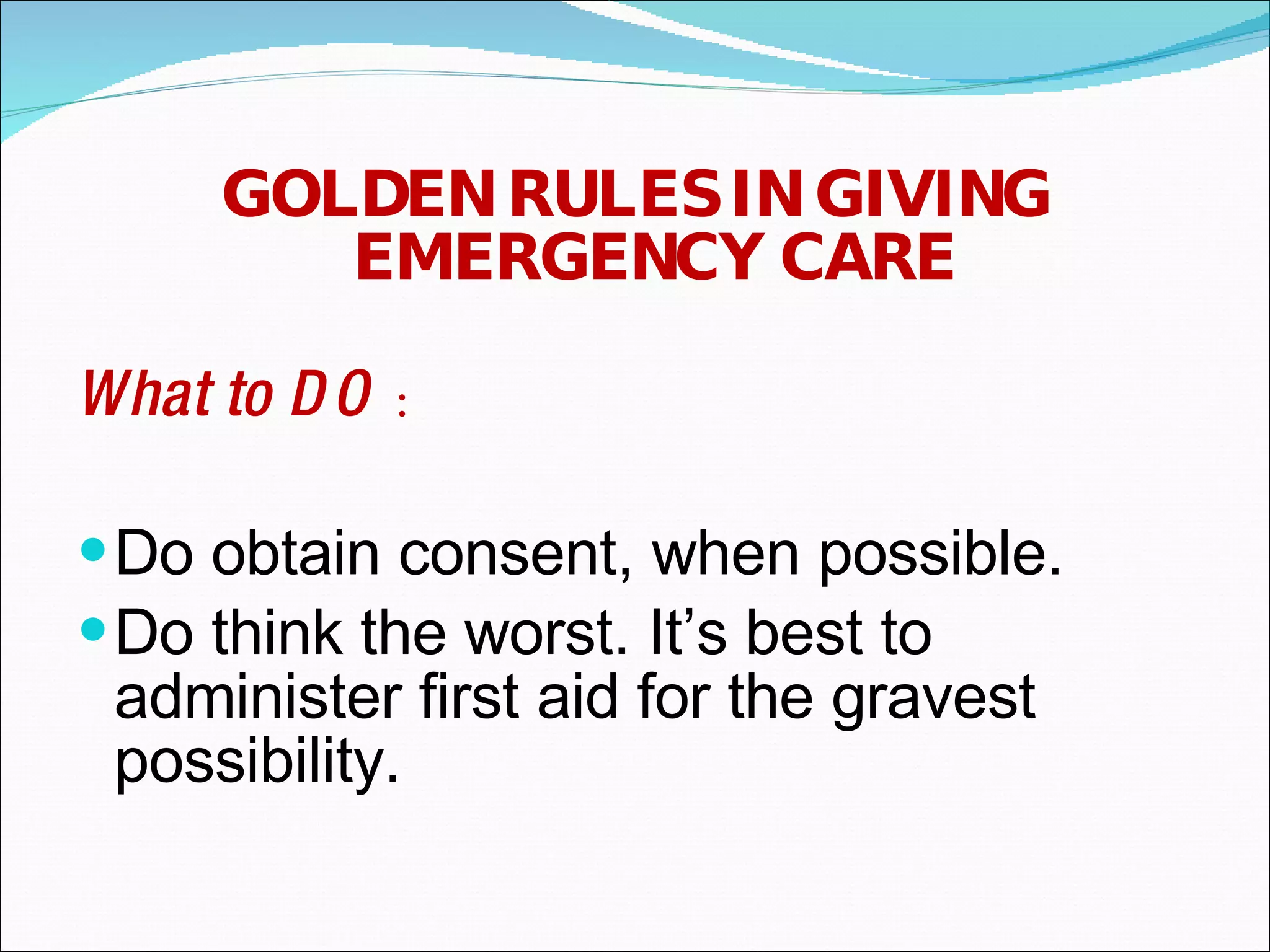 Module 1 Guidelines In Giving Emergency Care | PPT