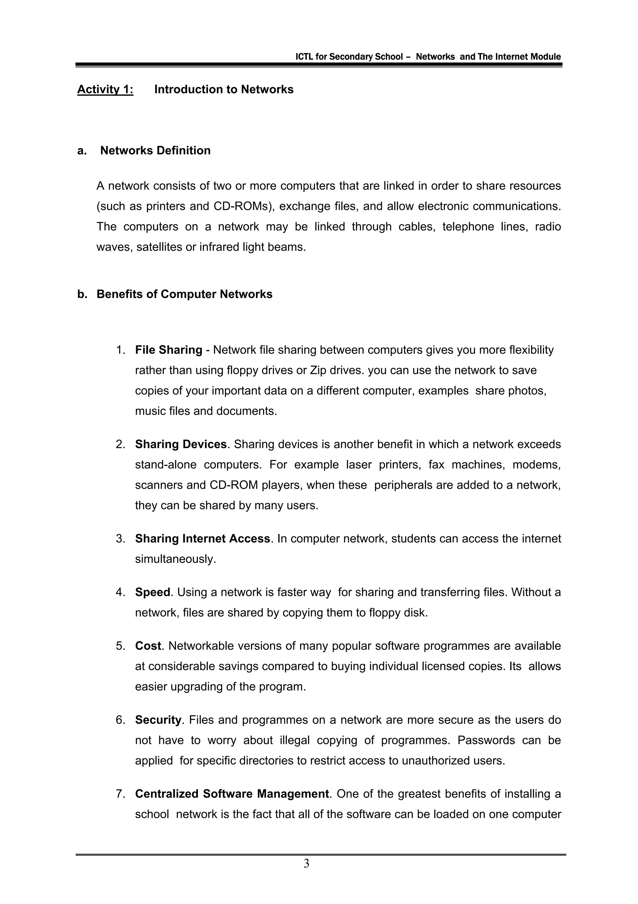 Module 1 Introduction to Network | PDF