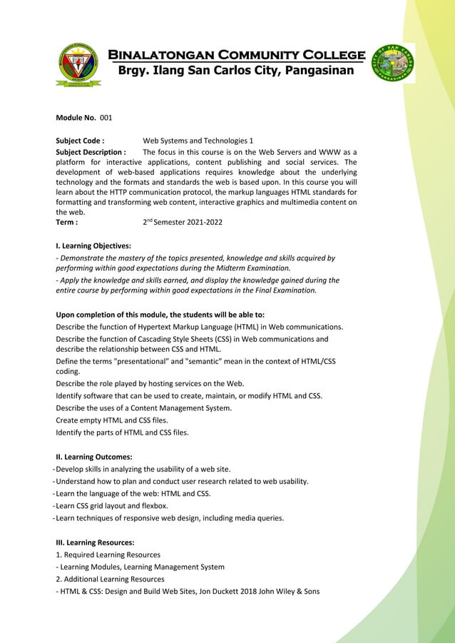 Module 1 - Introduction to HTML.pdf | Web Design and HTML | Internet