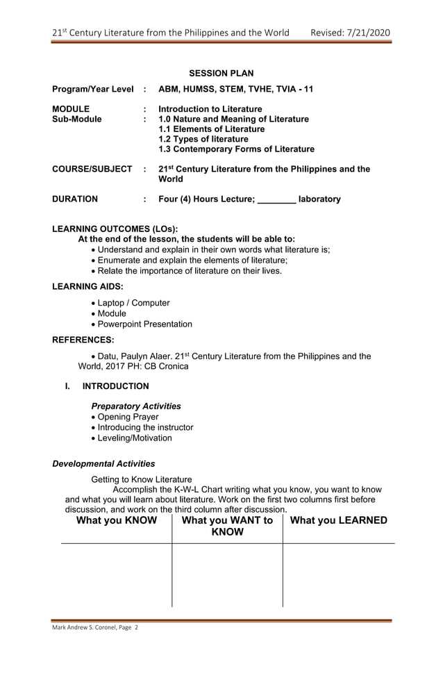 Module 1 introduction to literature | PDF