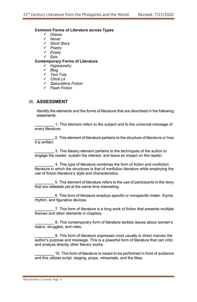 Module 1 introduction to literature | PDF