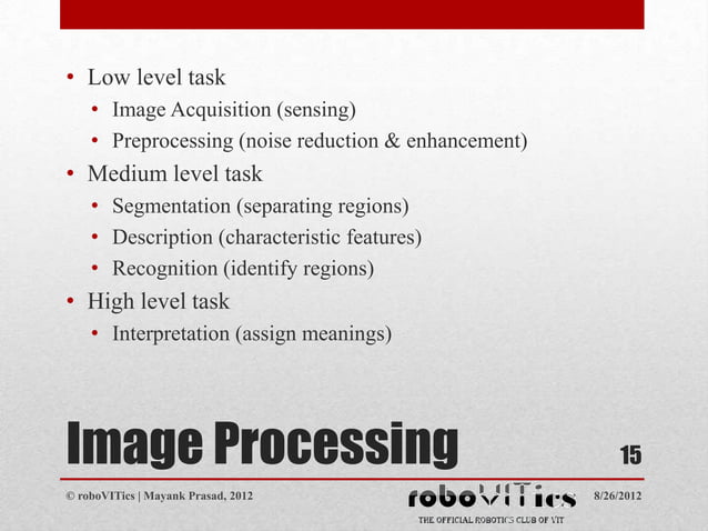 RoboCV Module 1: Introduction to Machine Vision | PPT