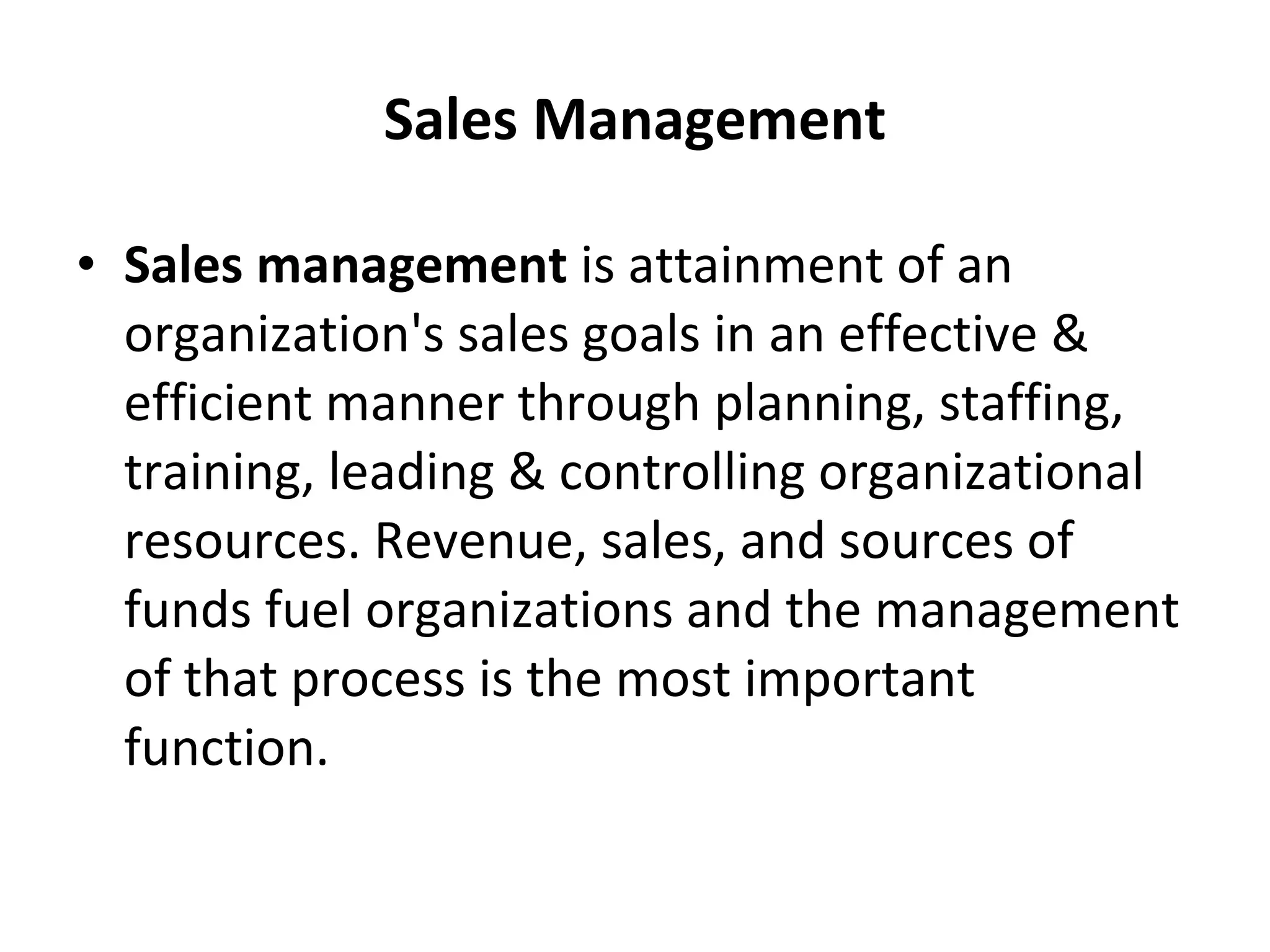 Introduction To Sales Management | PPT