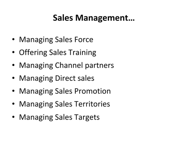 Introduction To Sales Management | PPT | Sales | Business