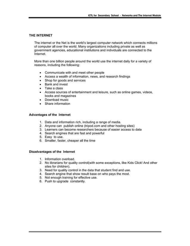 Module 1 intro internet | PDF