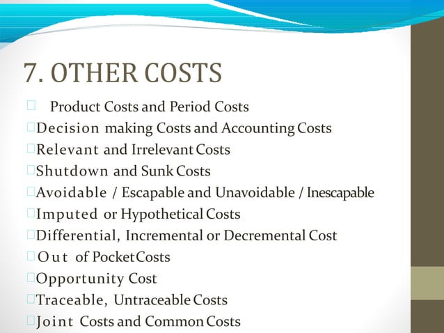 Module 1 lesson 1 cost term, concepts and classifications | PPTX