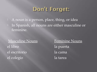 Module 1 los sustantivos | PPT