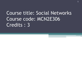 Module1:Social Networks-PG(Computer Network Engineering) | PPTX