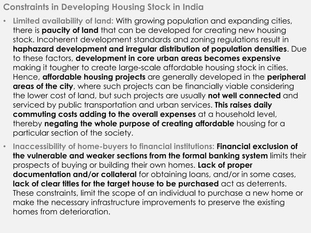 Housing Problems in India, Affordable Housing, Slums.pdf | Housing ...