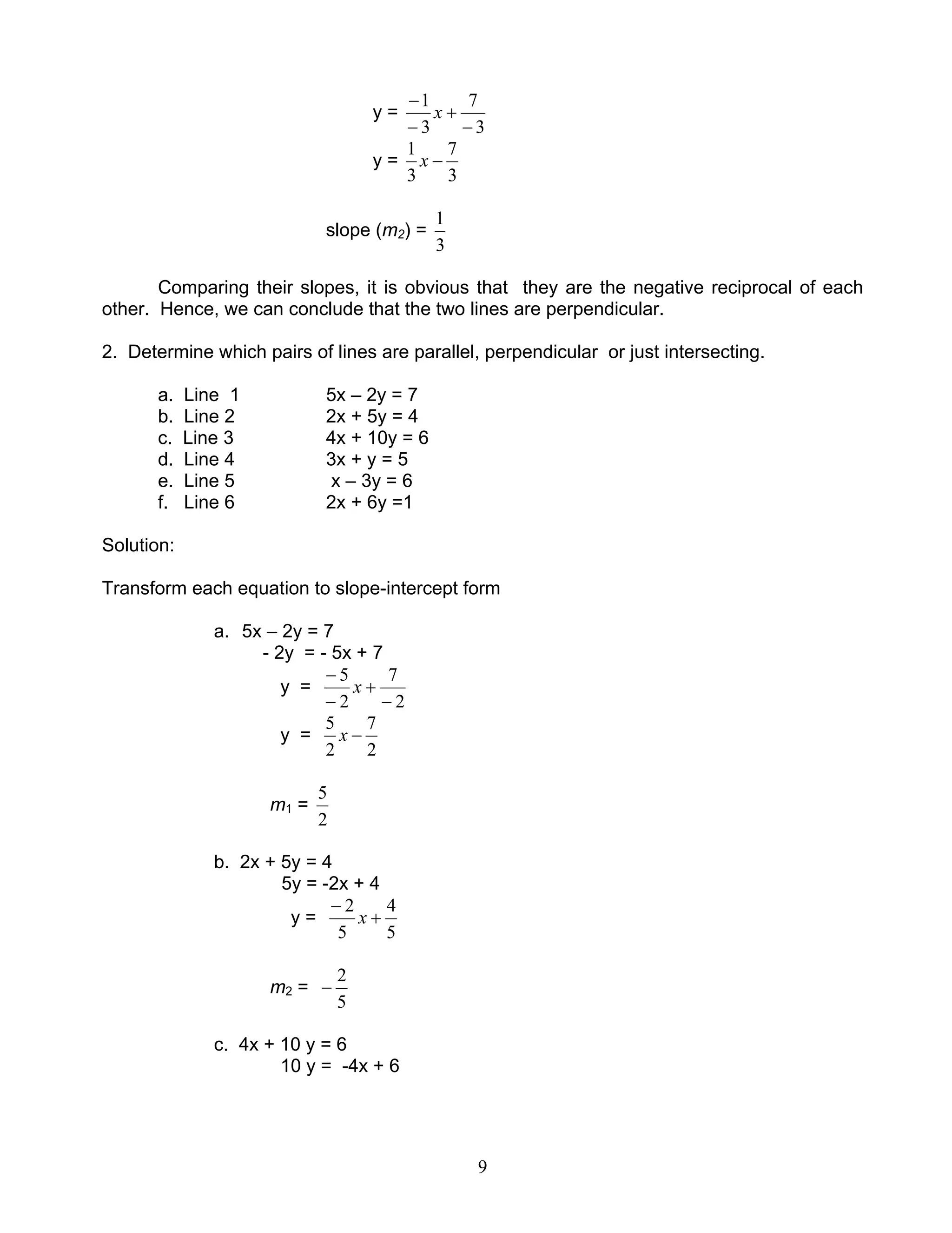 Module 1 plane coordinate geometry | PDF