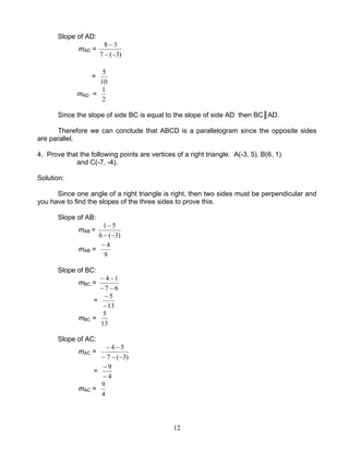Module 1 plane coordinate geometry | PDF