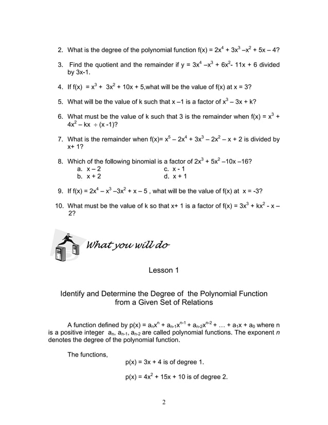 Module 1 polynomial functions | PDF