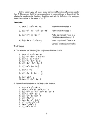 Module 1 polynomial functions | PDF