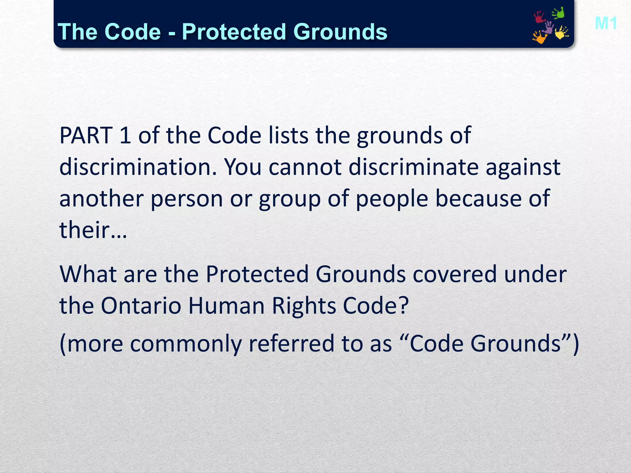 Module 1 presentation - human rights 101-introduction to the ontario ...