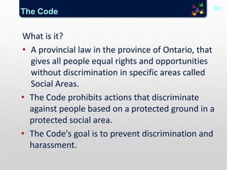 Module 1 presentation - human rights 101-introduction to the ontario ...