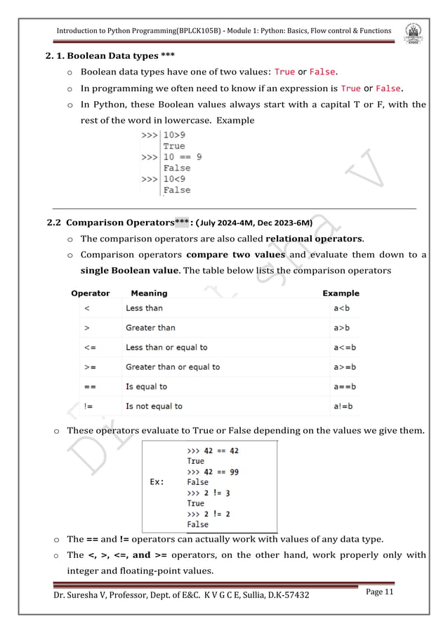 Module 1-Python prog.-BPLCK105B by Dr.SV.pdf | Programming Languages | Computing
