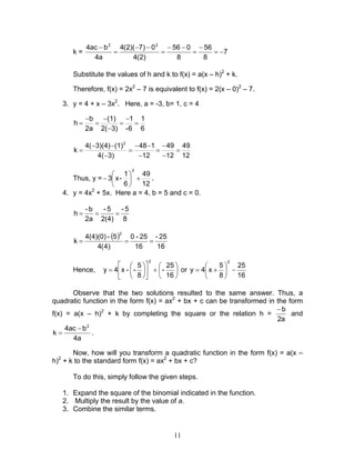 Module 1 quadratic functions | PDF