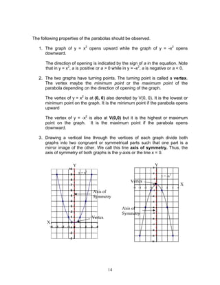 Module 1 quadratic functions | PDF