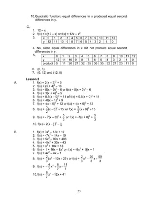 Module 1 quadratic functions | PDF
