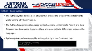 Module 1 Review of Python Basics An Introduction | PPT