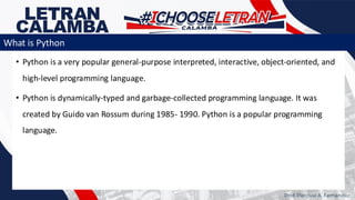 Module 1 Review of Python Basics An Introduction | PPT