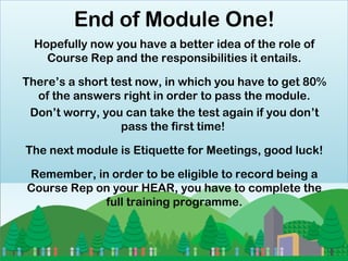 Course Reps - 1. Roles and Responsibilities | PPT